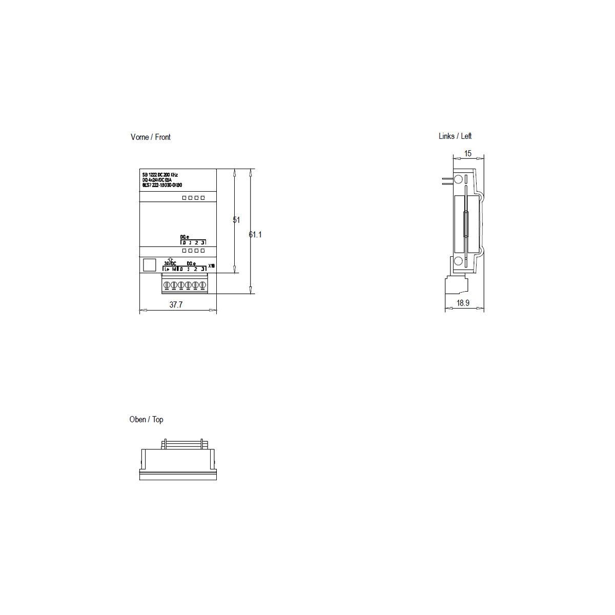 Siemens 6ES7222-1BD30-0XB0 SIMATIC S7-1200, Digitalausgabe SB 1222, 4DQ ...