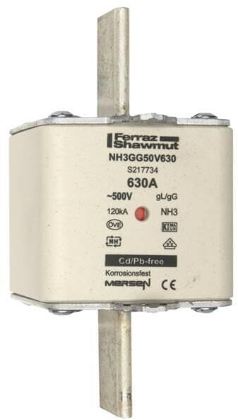 Mersen NH3GG50V630 Sicherungseinsatz gG NH3, 630A, Doppelkennmelder, spannungsführende ...