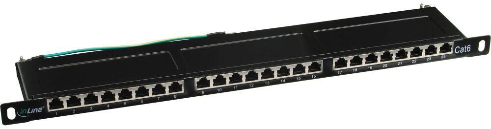 InLine® Patchfeld Cat.6, 24-fach, 48,26cm (19"), 0.5HE, schwarz RAL9005 ...