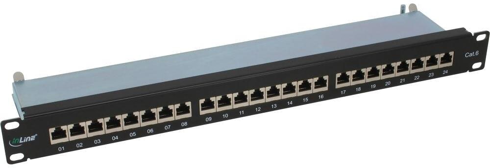 InLine® Patchfeld Cat.6, 24-fach, 48,26cm (19"), 1HE, schwarz, RAL9005 ...
