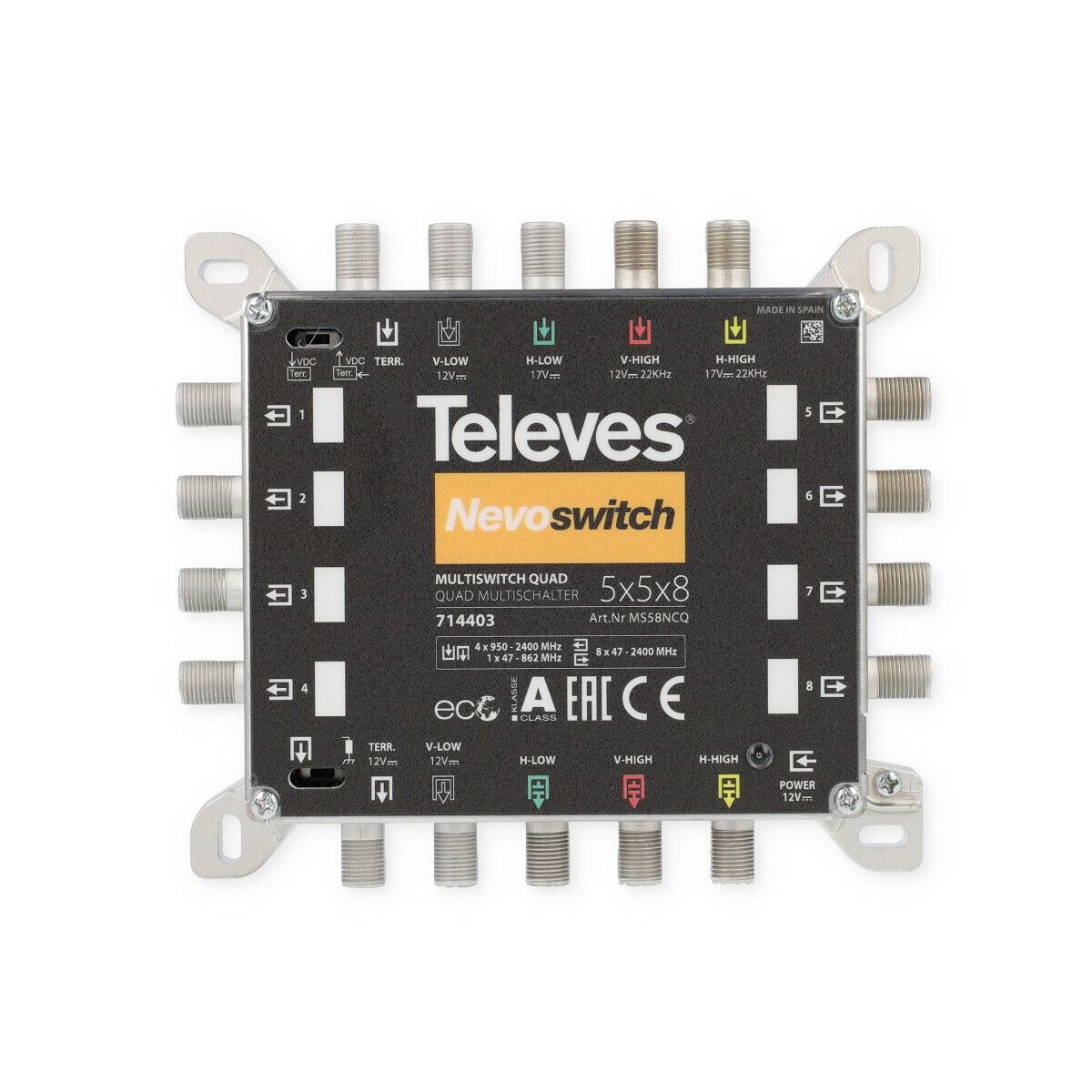 Televes MS58NCQ QUAD-taugliche NEVO Multischalter mit 5 Eingängen und 8 ...