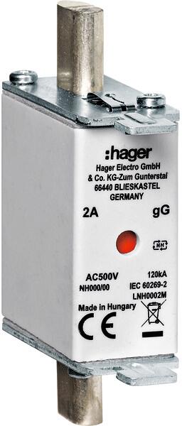 Hager LNH0xxxM NH-Sicherungseinsatz, NH000/NH00, gG, 500V, Kombimelder, Grifflasche ...