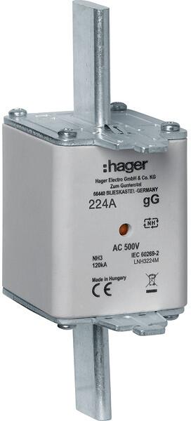 Hager LNH3224M NH-Sicherungseinsatz, NH3C, gG, 500V, 224A, Kombimelder, Grifflasche ...