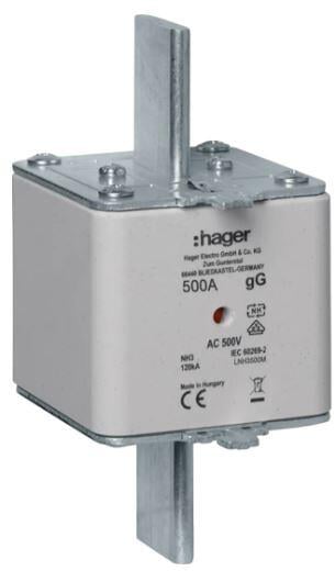 Hager LNH3500M NH-Sicherungseinsatz, NH3, gG, 500V, 500A, Kombimelder, Grifflasche ...