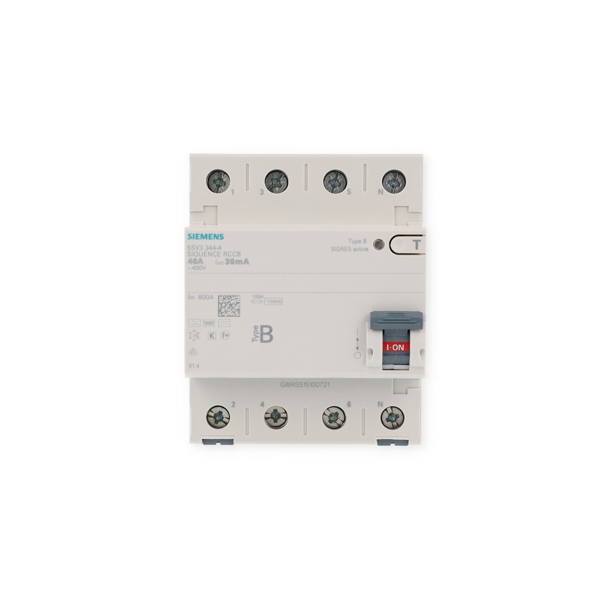 Siemens 5SV3344-4 FI-Schutzschalter, 4-polig, Typ B, kurzzeitverzögert ...