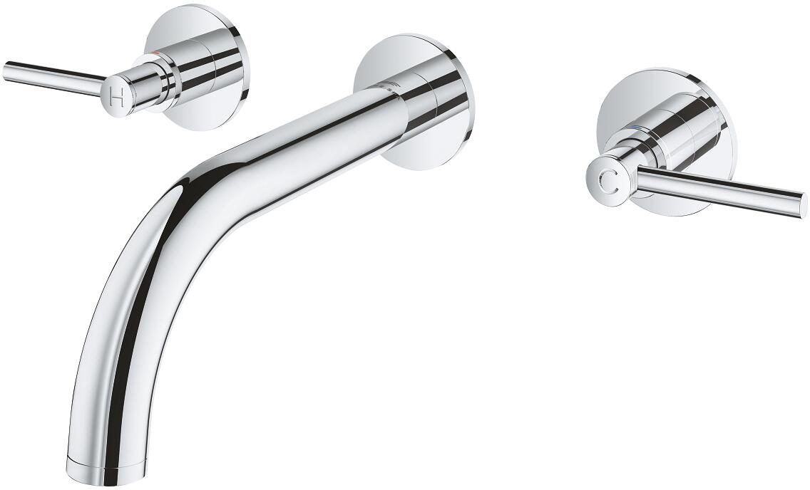 GROHE Atrio 3-Loch-Waschtisch-Batterie, Wandmontage, Hebelgriffe ...