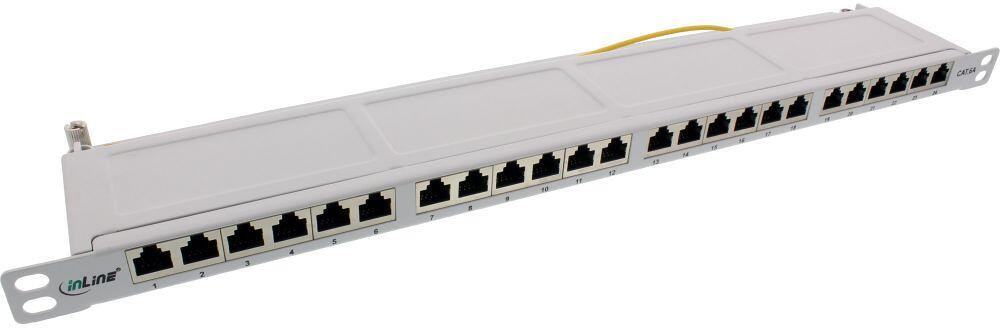 InLine® Patchfeld Cat.6A 24-fach, 48,26cm (19"), 0,5HE, lichtgrau ...